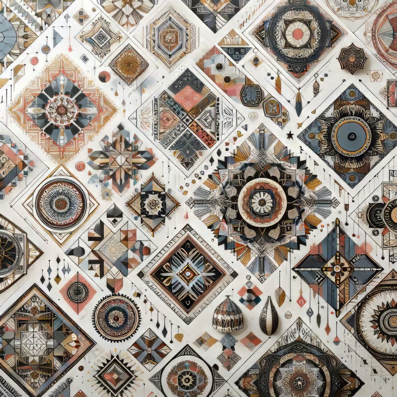 135 34. Boho Geometric Wallpaper_ a Mix of Geometric Patters an Stock ...