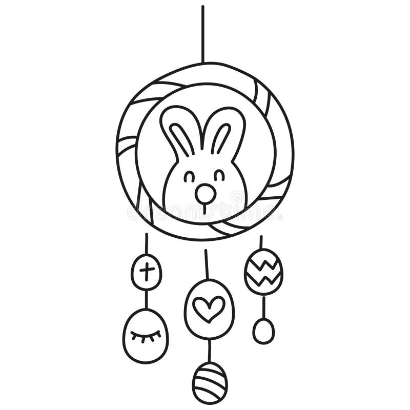 Boho Groovy Easter Bunny-themed Decorative Mobile with Easter Eggs ...
