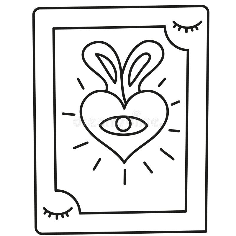 Boho Groovy Easter Heart Illustration with Eyes and Decorative Elements ...