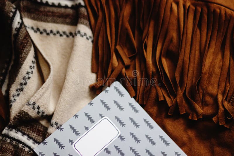 Boho Gypsy Stylish Elements of Jacket Fringe Sunglasses Notebook Stock ...