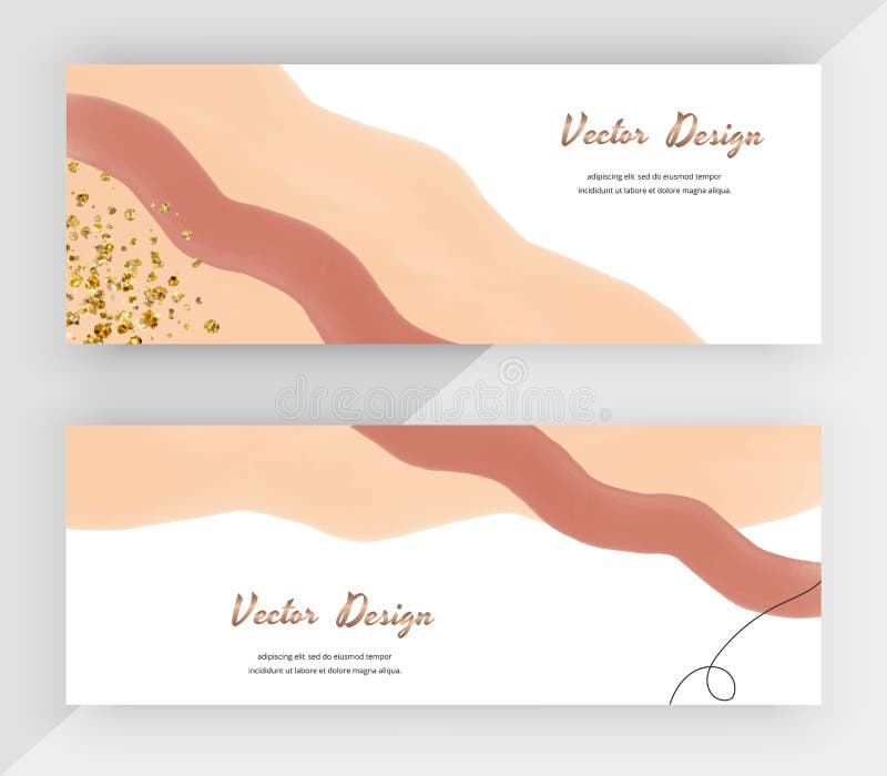 Boho Hand Drawing Horizontal Web Banners with Gold Glitter Texture ...