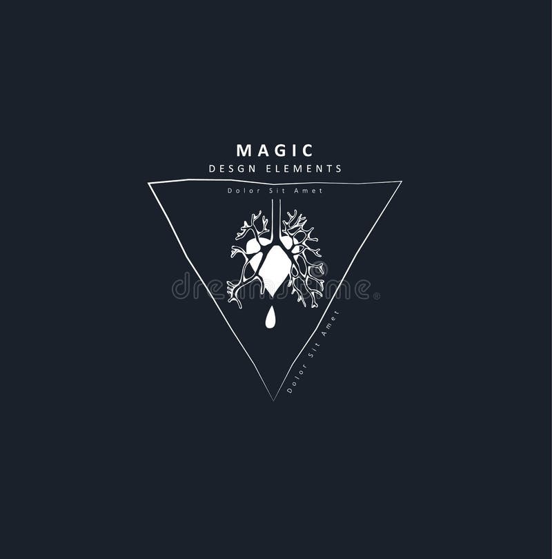 Boho Hand Drawn Mystical Magic Logo. Esoteric Doodle Elements. Black ...