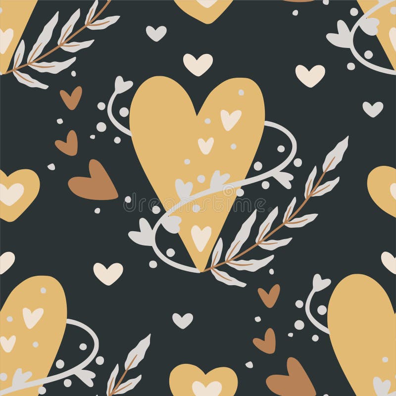 Boho Heart Seamless Pattern. Stock Vector - Illustration of happy ...