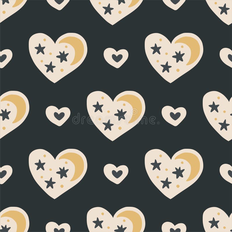 Boho Heart Seamless Pattern. Stock Vector - Illustration of bohemian ...