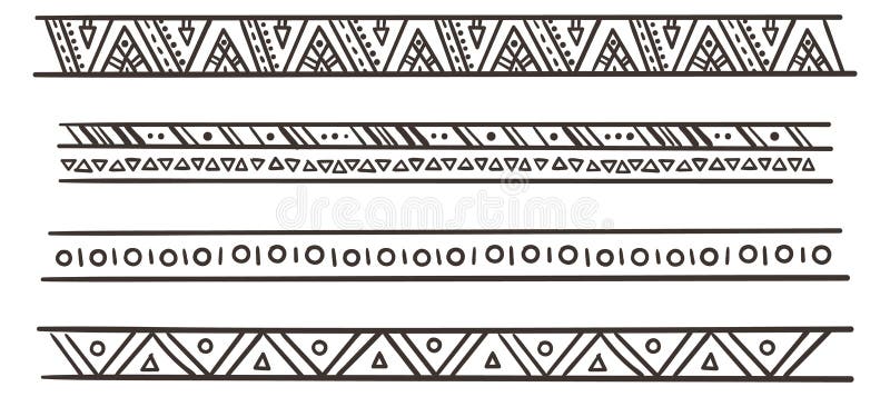 Boho Horizontal Border. Tribal Decorative Pattern Set Stock ...