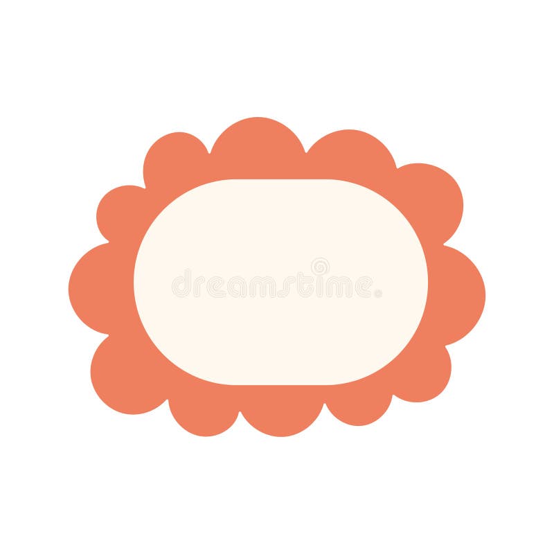 Boho Horizontal Oval Label with Orange Scalloped Decorative Edge Stock ...