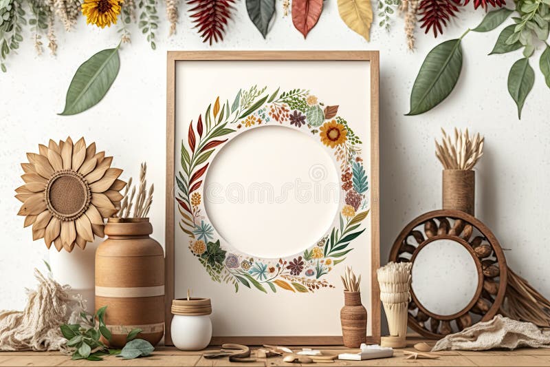 Boho Inspired Decorative Set Mockup Stock Illustration - Illustration ...