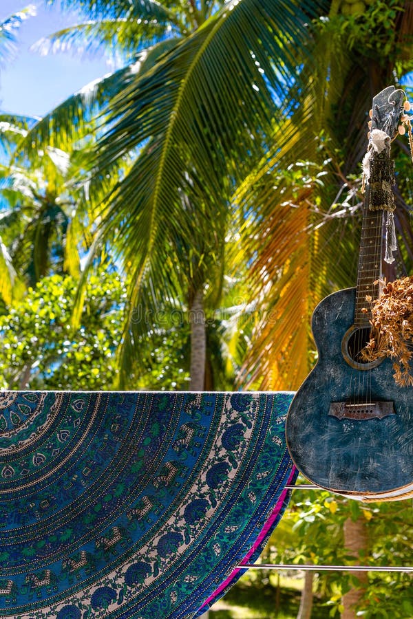 Boho Interior Decor Design at Tropical House Terrace Stock Image ...