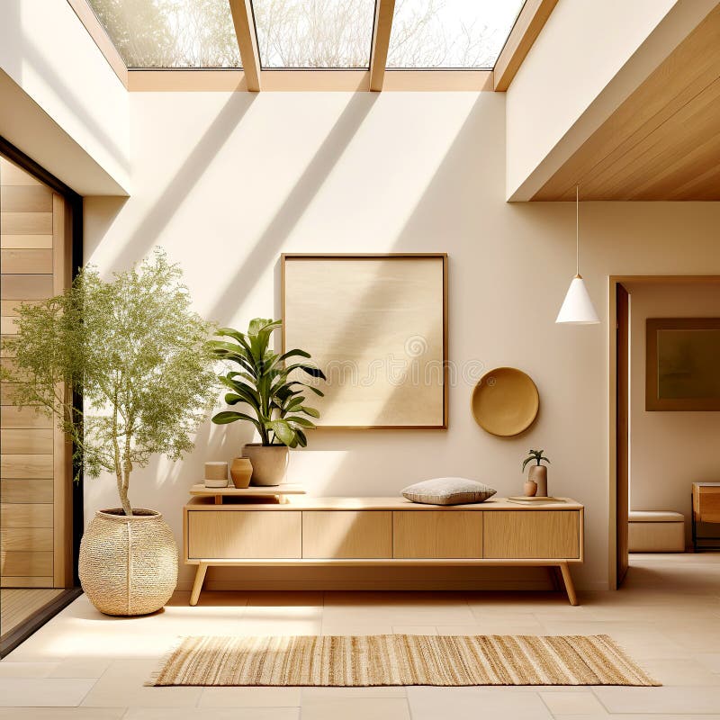 Boho Interior Design of Modern Home Entryway. AI Stock Illustration ...