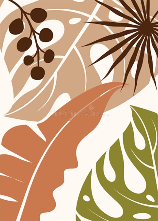 Boho Leaf and Floral Branch Abstract Home Decor Stock Vector ...