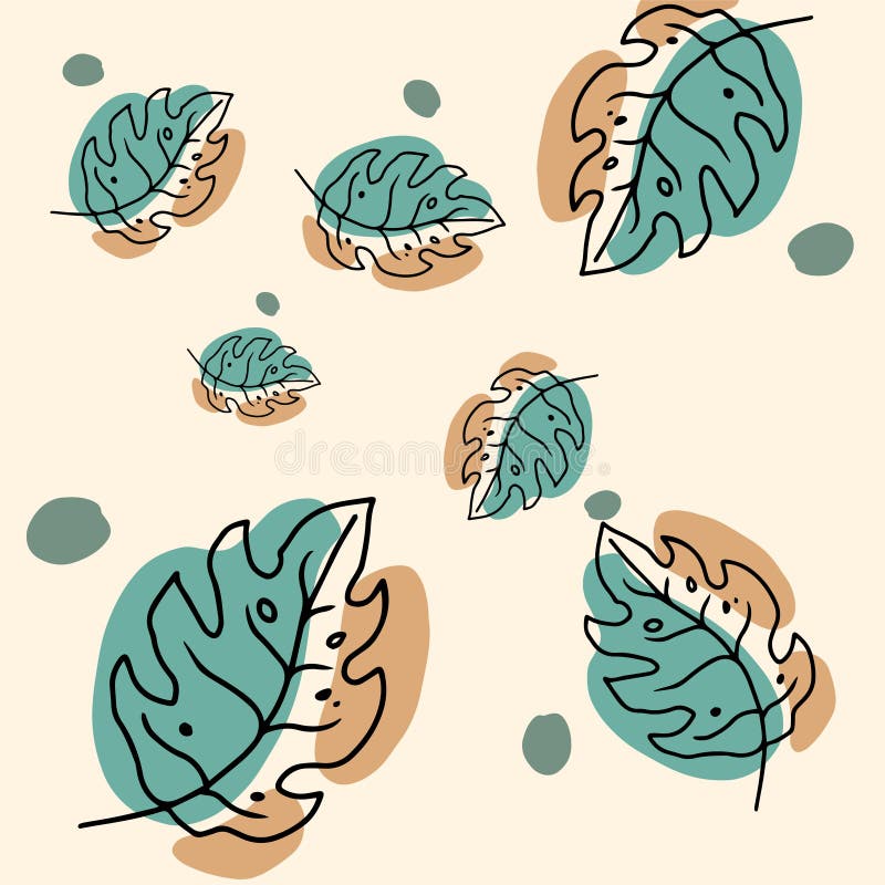 Boho Leaf Wall Art Illustration Vector Background Sketch. Stock Vector ...