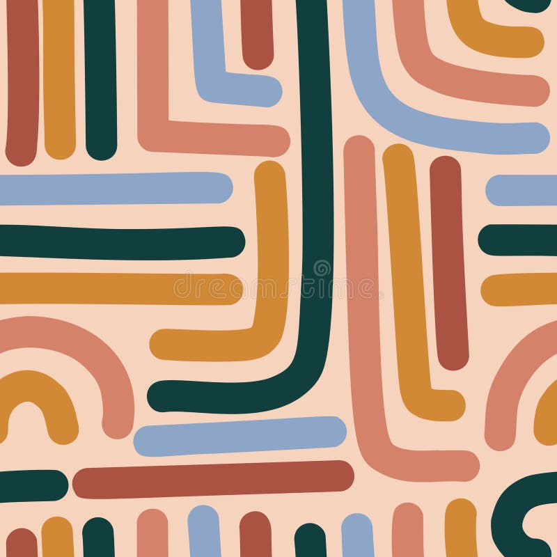 Boho Lines, Abstract Seamless Pattern Stock Vector - Illustration of ...