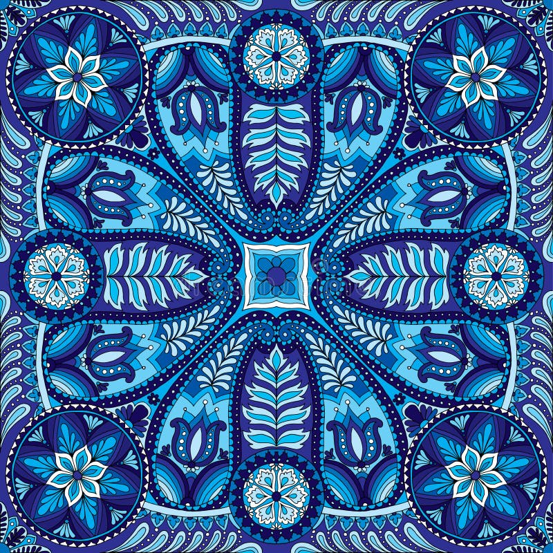 Boho Paisley Vector Square Kerchief Pattern Stock Vector - Illustration ...