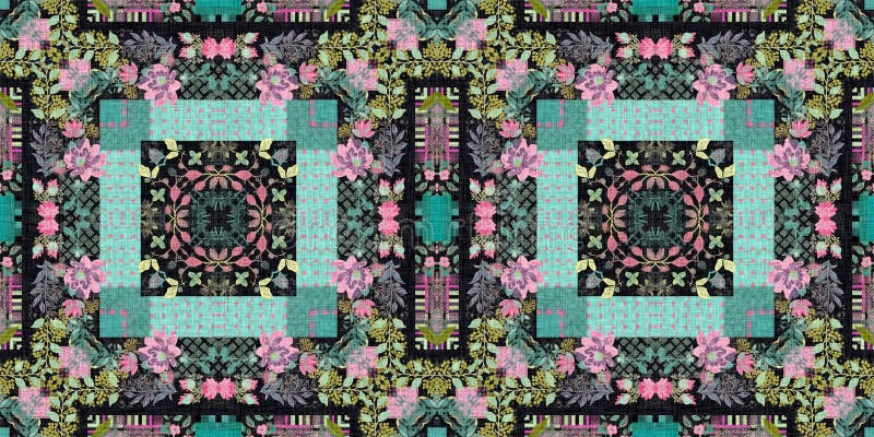 Boho Patchwork Flower Banner with a Gypsy Retro Style. Repeatable ...