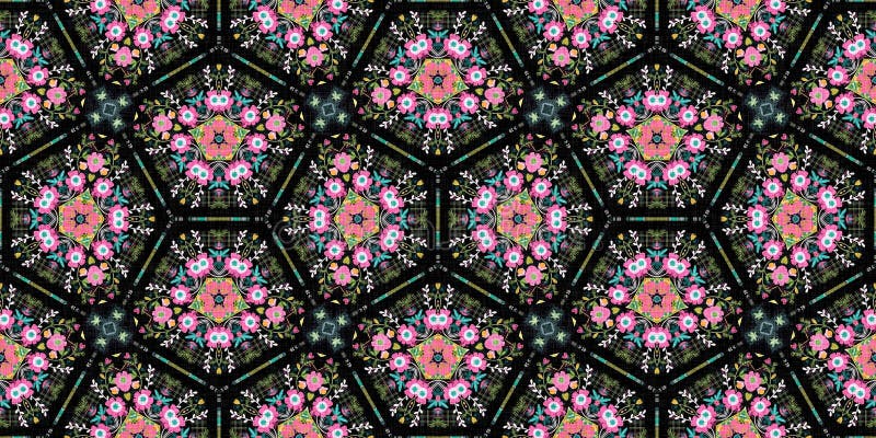 Boho Patchwork Flower Banner with a Gypsy Retro Style. Repeatable ...