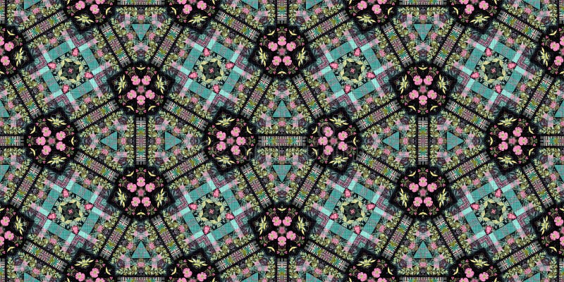 Boho Patchwork Flower Banner with a Gypsy Retro Style. Repeatable ...