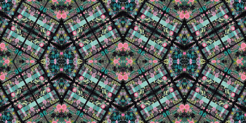 Boho Patchwork Flower Banner with a Gypsy Retro Style. Repeatable ...