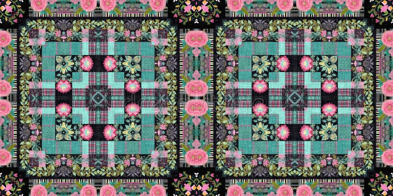 Boho Patchwork Flower Banner with a Gypsy Retro Style. Repeatable ...