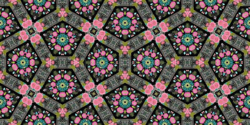 Boho Patchwork Flower Banner with a Gypsy Retro Style. Repeatable ...