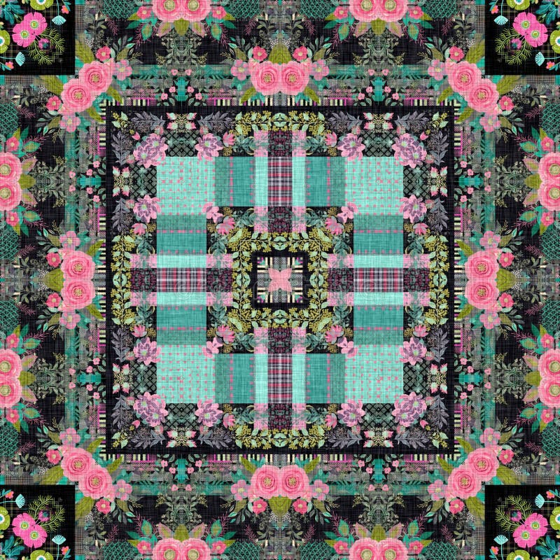 Boho Patchwork Flower Pattern with a Gypsy Retro Style. Repeatable ...