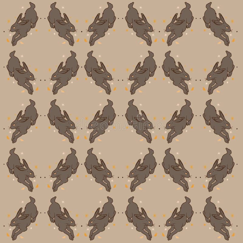 Boho Pattern, Wild Hare, Stars, Leaves, Graphics, Pastel Colors Stock ...