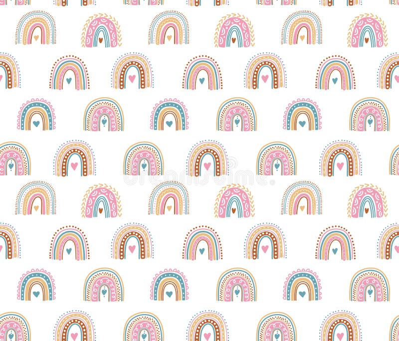 Boho Rainbow Icons Colorful Cute Vector Set Stock Vector - Illustration ...