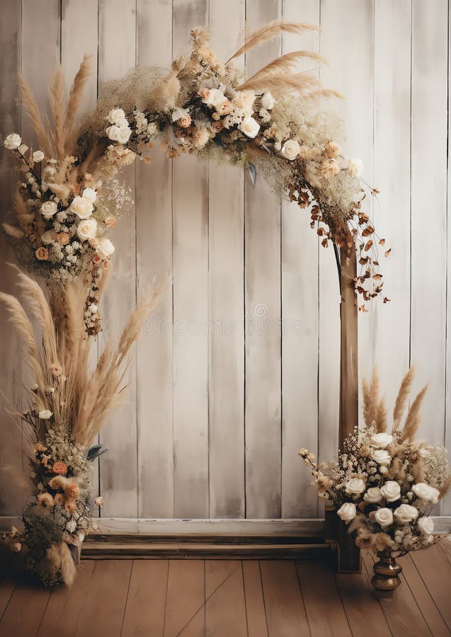 Boho Rustic Wood Arch for Wedding Romantic Minimal Style Mockup Stock ...