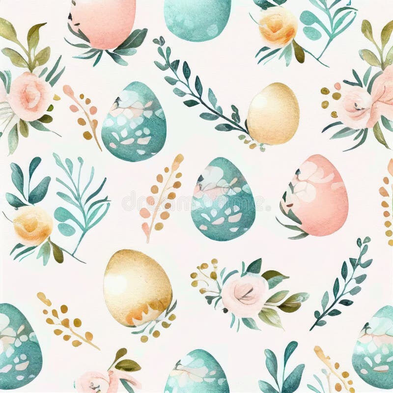 Boho Seamless Easter Egg Pattern in Pastel Colours - Generative AI Illustration Stock ...