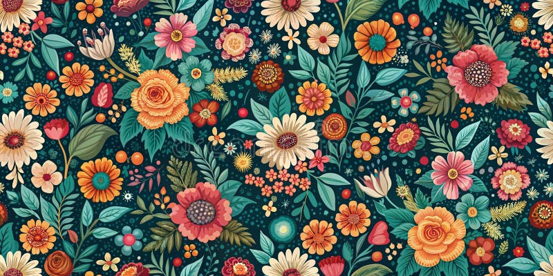 Boho Seamless Floral Pattern Perfect for Wallpaper Fabric Wrapping ...