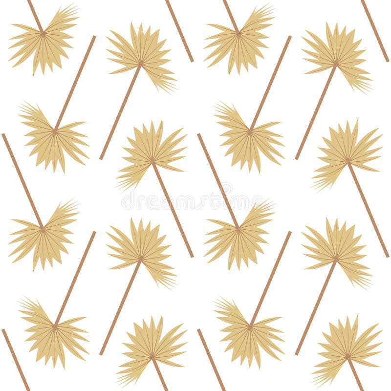 Boho Seamless Pattern with Dry Palm Leaves Stock Vector - Illustration ...