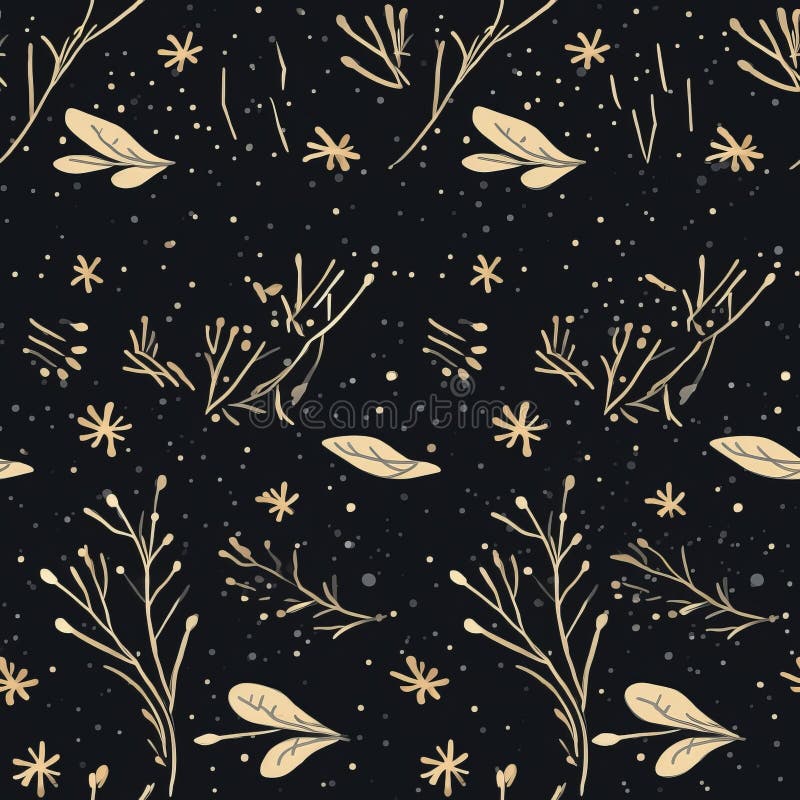 Boho Seamless Pattern with Stars and Leaves. Bohemian Modern Background ...