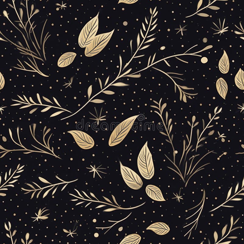 Boho Seamless Pattern with Stars and Leaves. Bohemian Modern Background ...