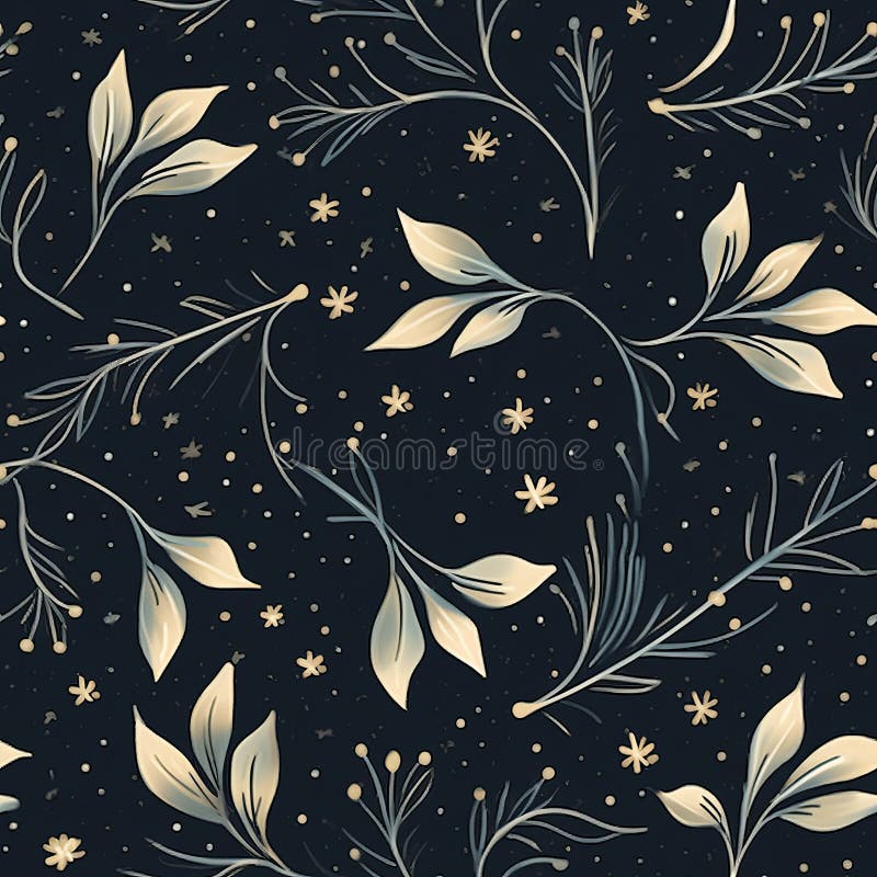 Boho Seamless Pattern with Stars and Leaves. Bohemian Modern Background ...