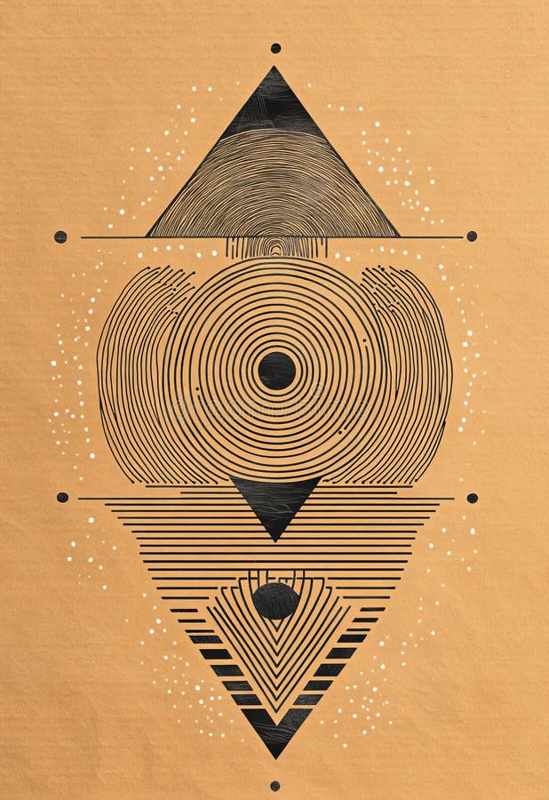 Boho Style Abstract Geometric Art with Circles and Triangles on ...