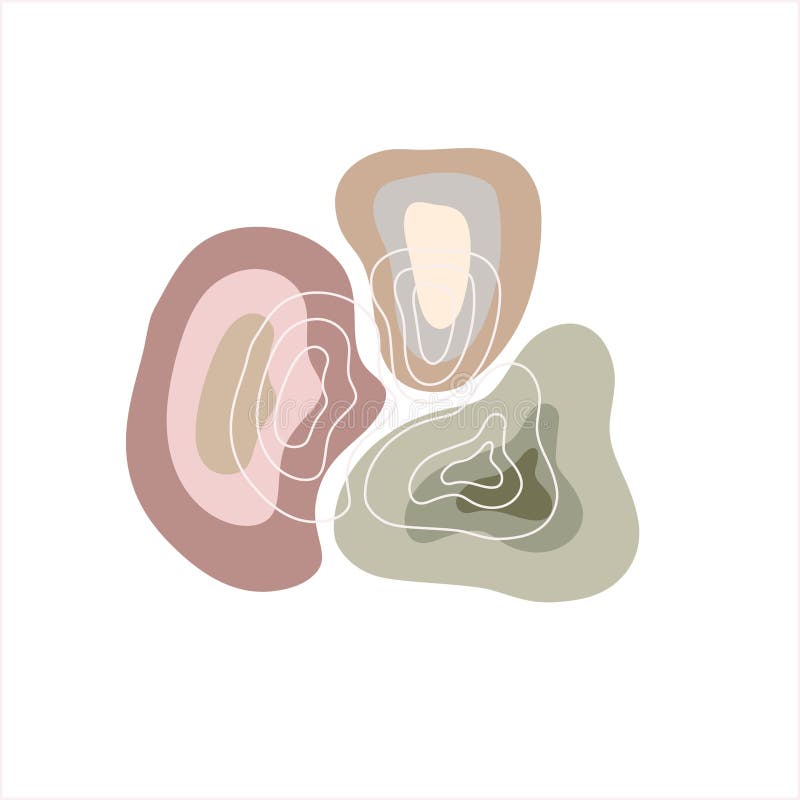 Boho Style Abstract Shapes and Outline Circular Lines, Simple Hand ...