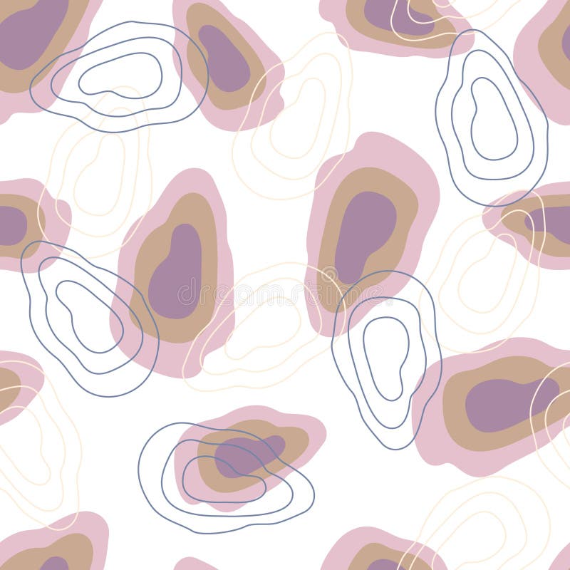 Boho Style Abstract Shapes and Outline Oval Forms Seamless Pattern ...