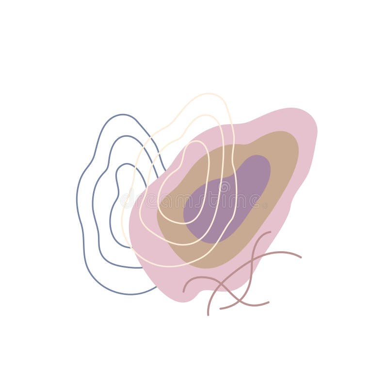 Boho Style Abstract Shapes and Outline Oval Forms, Simple Hand Drawn ...