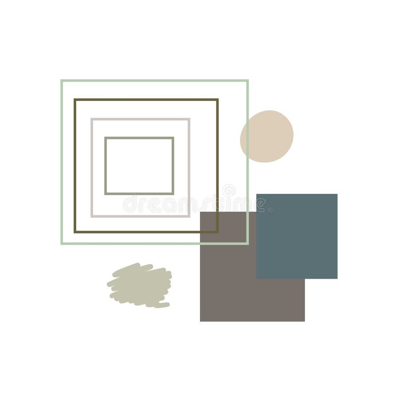 Boho Style Abstract Shapes and Outline Square Forms, Simple Hand Drawn ...