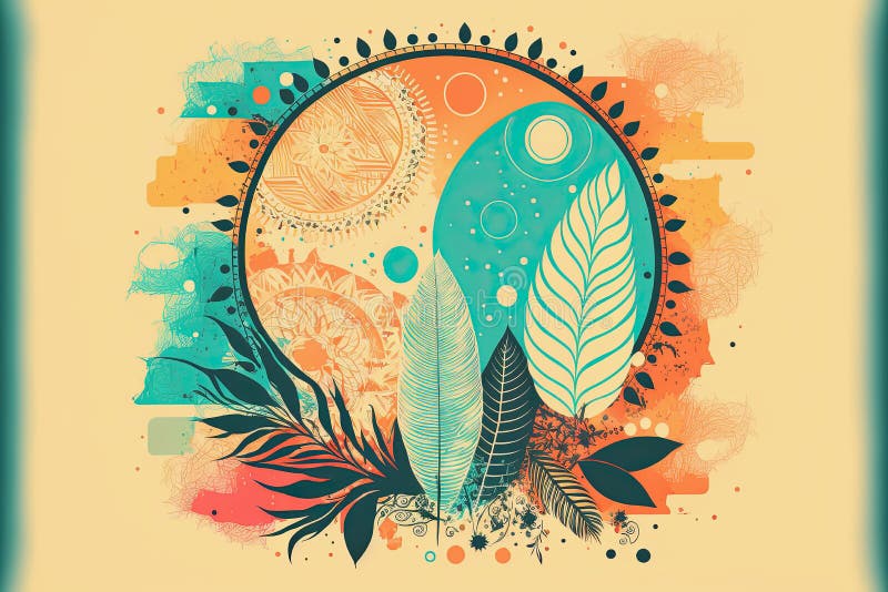 Boho Style Background, Ai Generative Illustration Stock Illustration ...