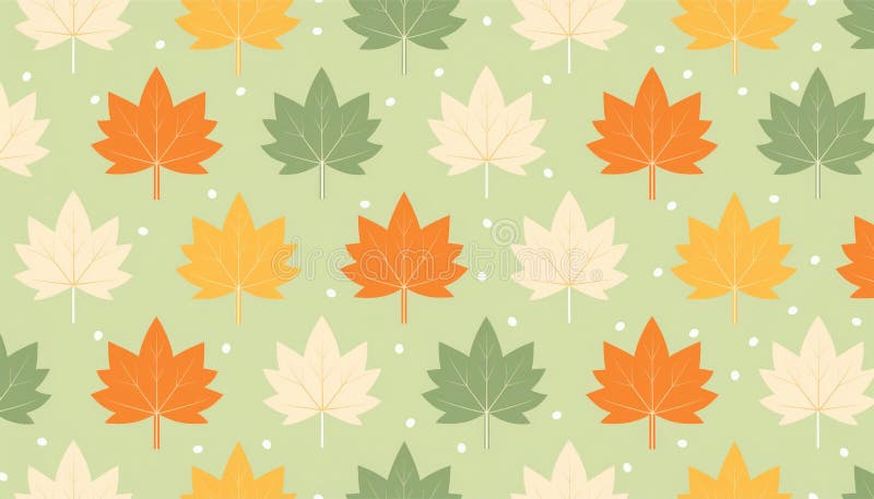 Boho Style Fall Maple Leaves Seamless Pattern on Green Background ...