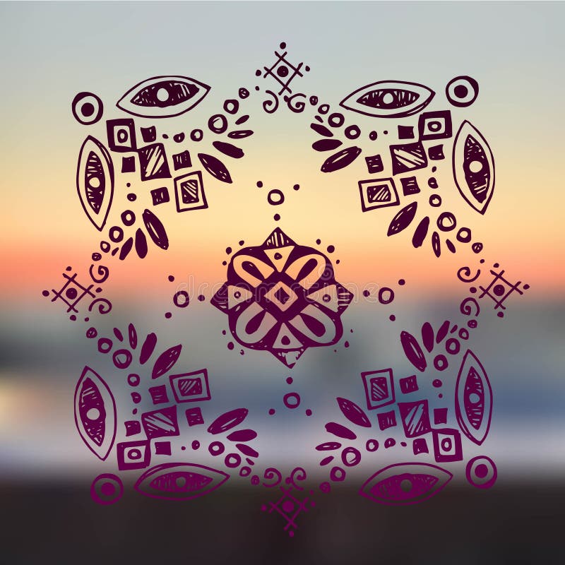 Boho Style Graphic Elements. Beautiful Hand Drawn Illustration Stock ...