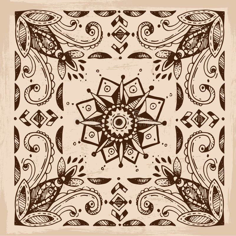 Boho Style Graphic Elements. Beautiful Hand Drawn Illustration Stock ...