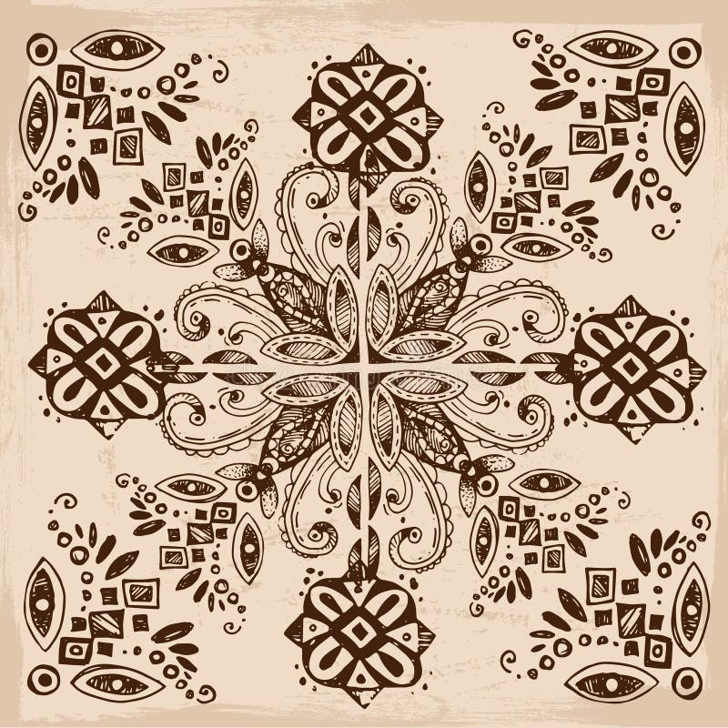 Boho Style Graphic Elements. Beautiful Hand Drawn Illustration Stock ...