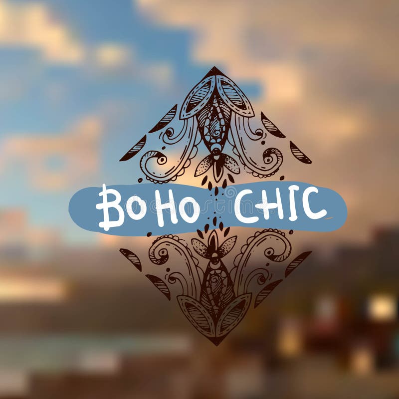 Boho Style Graphic Elements. Beautiful Hand Drawn Illustration Stock ...