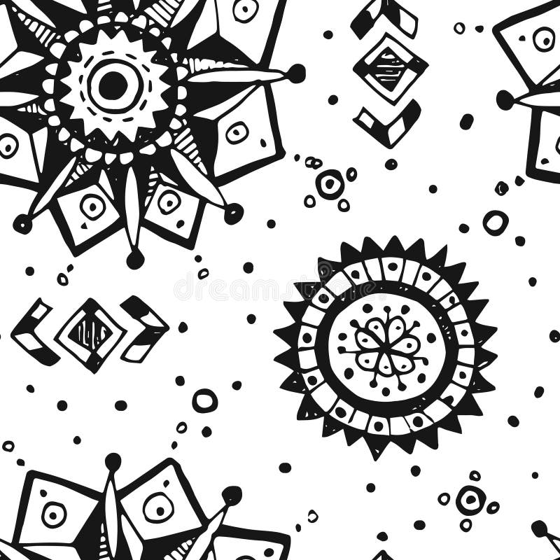 Boho Style Graphic Elements. Beautiful Hand Drawn Illustration Stock ...