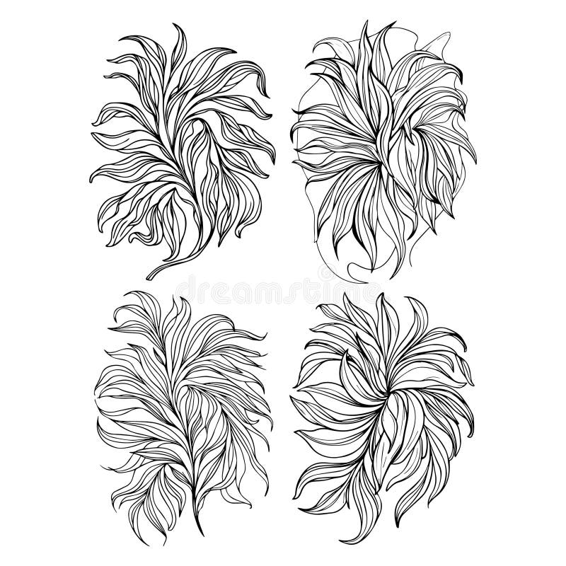 Boho Style Leaf Cluster Coloring Book Vector Design Stock Vector ...