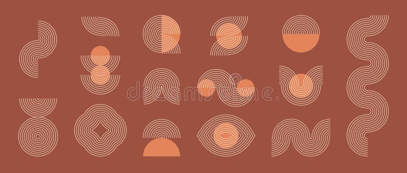 Boho Style Linear Arch Element Collection. Terracotta Design Forms with ...
