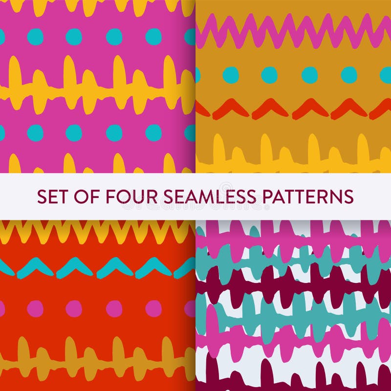 Boho Style Repeat Pattern Set with Simple Shapes. Stock Vector ...