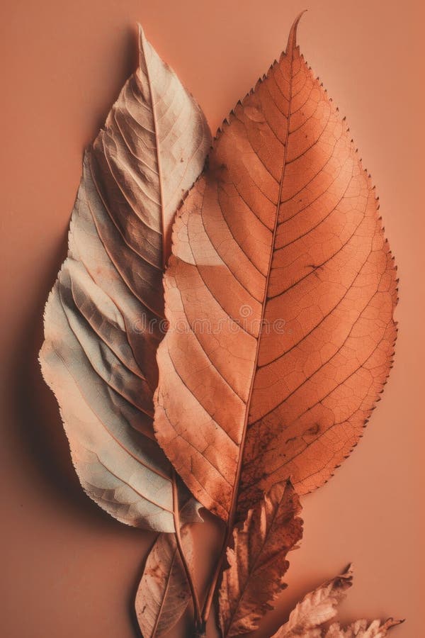 Boho Style Retro Mood: Fallen Leaves Drawing. Stock Illustration ...