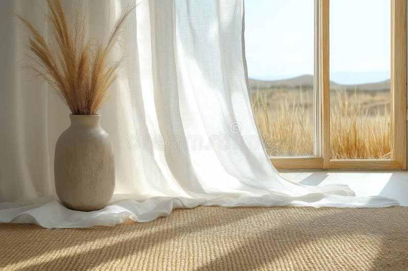 Boho Style Room with Natural Light Streaming through Window with White ...